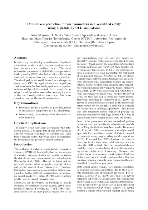 Pdf Data Driven Prediction Of Flow Parameters In A Ventilated Cavity