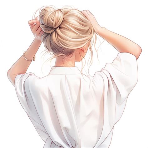 Premium Photo Anime Illustration Of A Woman With A Messy Bun In A