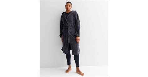 Grey Faux Fur Hooded Dressing Gown New Look