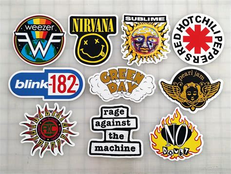 90s Alternative Rock Band Sticker Pack 10 Stickers Set 1