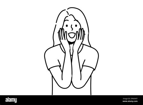 Happy Young Woman Feel Excited With Good Unbelievable News Smiling