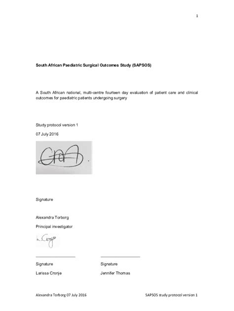 Fillable Online South African Paediatric Surgical Outcomes Study A 14
