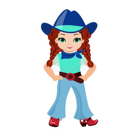 Beautiful Cowgirl Isolated On White Background Stock Vector