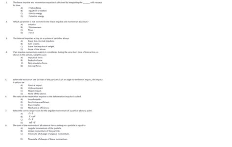 Solved 1 The Linear Impulse And Momentum Equation Is