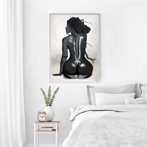 Afro Women Nude Print Dark Naked Art Original Nude Print Black Woman
