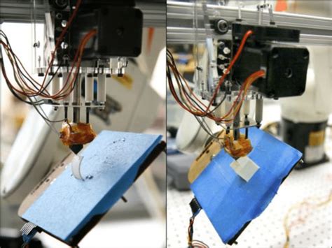 Multi Axis 3d Printing Of A Curved Part Is Seen On The Left A And A
