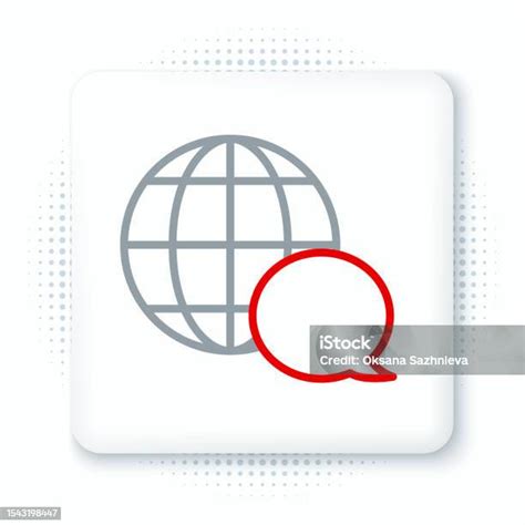 흰색 배경에 분리된 말풍선 아이콘으로 만든 Line World 지도 지구상의 글로벌 통신 체계 다채로운 개요 개념입니다 벡터 기포에 대한 스톡 벡터 아트 및 기타 이미지