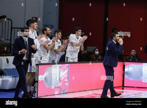 Vanoli Cremona Banch During The Italian Basketball A Serie Championship