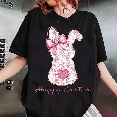 Coquette Bow Bunny Ears Shirt Happy Easter Day T Shirt Size 2xl