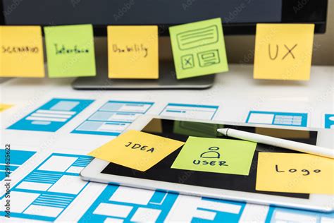 Developing Wireframe UX UI Mobile Application Design Stock Photo Adobe Stock