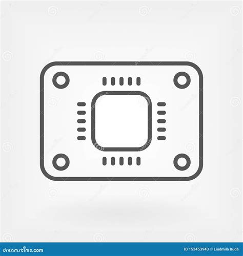 Outline Pcb With Mcu Icon Simplified Picture Stock Vector
