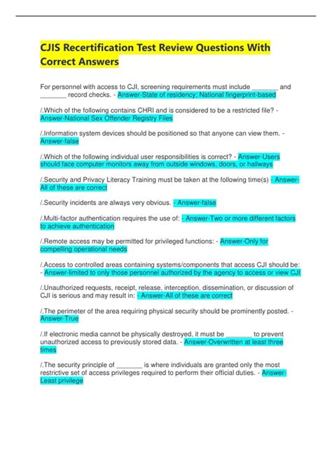 Cjis Recertification Test Review Questions With Correct Answers Cjis Recertification Stuvia Us