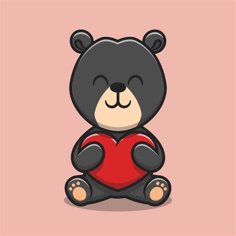 Cute Sun Bear Hugging Love Heart Cartoon Icon Illustration 5277646