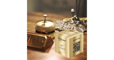 Willkommen Business Logo Qr Code Gold Menü Tabelle Würfel Zazzle De