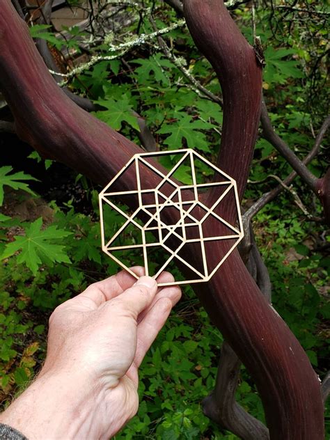 Hypercube Tesseract Wall Art Or Crystal Grid In Lasercut Reclaimed Woo
