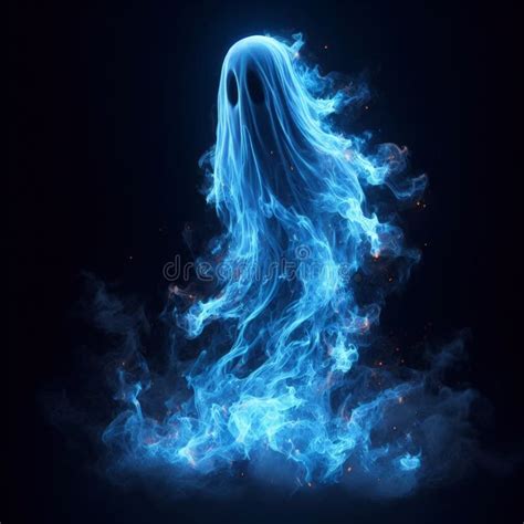 Flaming Blue Ghost With Haunting Expression Stock Illustration Illustration Of Gaze