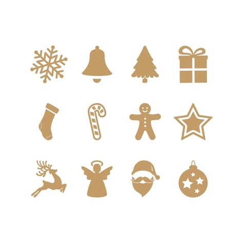 Premium Vector Gold Christmas Icons Set