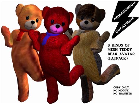 Second Life Marketplace 3 Kinds Of Mesh Teddy Bear Avatar