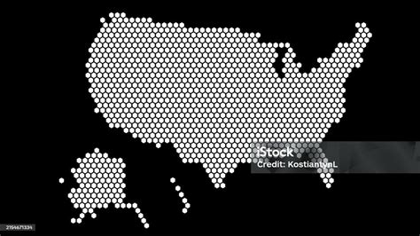 미국의 흑백 육각형 픽셀 지도입니다 벡터 일러스트 레이 션 미국 육각형 지도입니다 개념에 대한 스톡 벡터 아트 및 기타 이미지 개념 검은색 경계 Istock