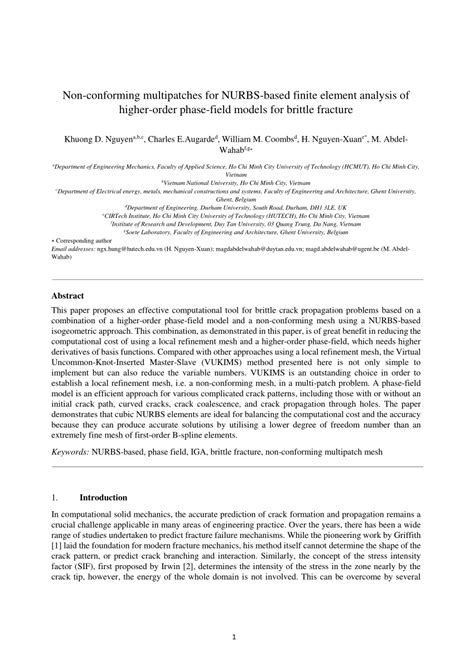 pdf non conforming multipatches for nurbs based finite element