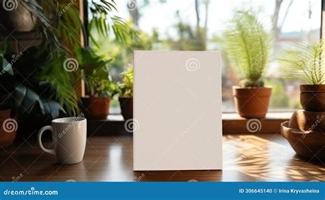 Notepad With Blank Front Realistic On A Mockup Template In A Table In A Luxury Home Stock