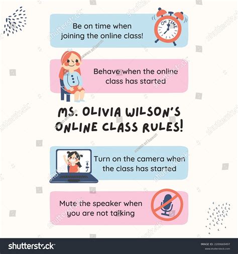 Vektor Stok Editable Illustrated Classroom Rules Design Template Tanpa