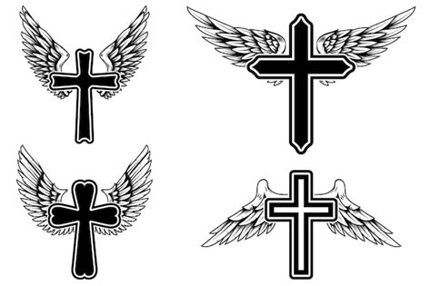 Premium Vector Set Of Illustrations Of Winged Christian Religious
