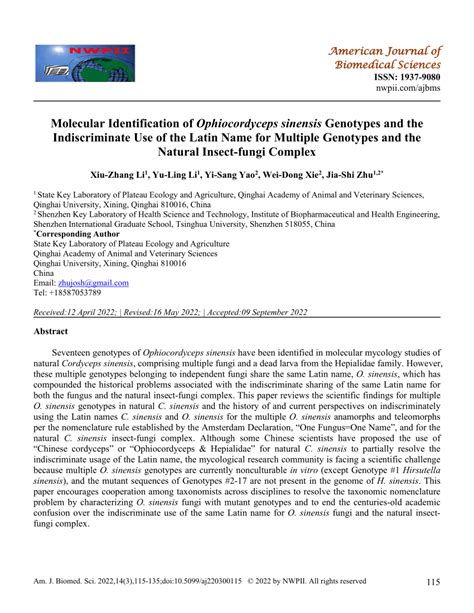 Pdf Molecular Identification Of Ophiocordyceps Sinensis Genotypes And