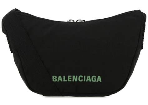 Balenciaga Wheel Sling Shoulder Bag Black In Nylon With Silver Tone Us