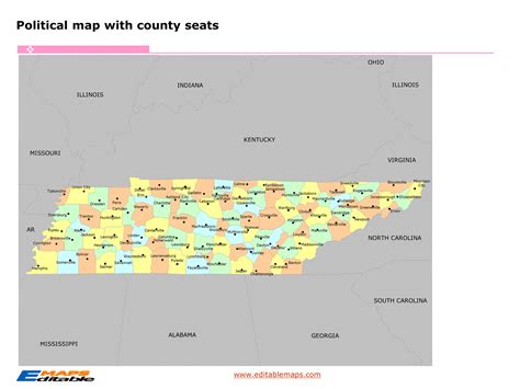 Tennessee County Map Editable Powerpoint Maps