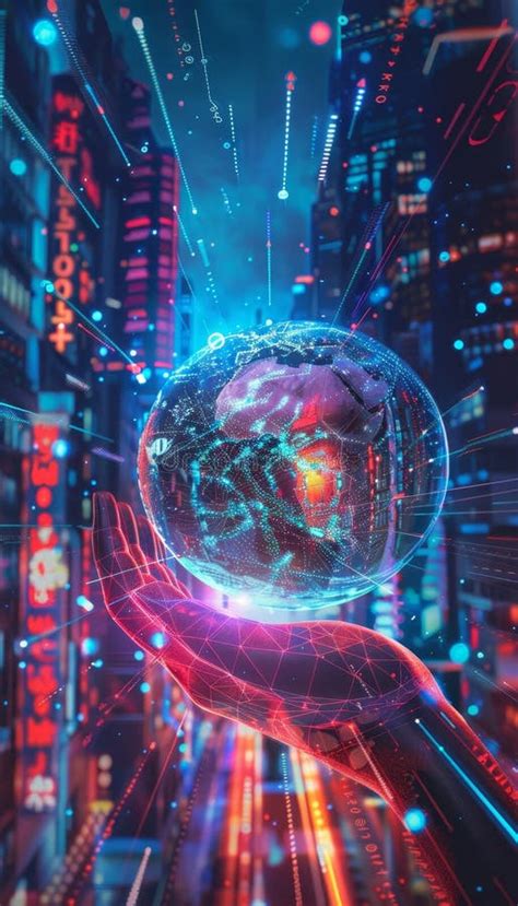 A Luminous Digital Hand Grasping A Colorful Globe Symbolizing Global Tech Innovation In A