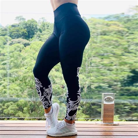 QAZW Sport Leggings High Waist Yoga Hose Frauen Fitness D Gedruckt Elastic Gym Workout