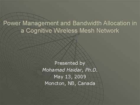 power management and bandwidth allocation in a cognitive