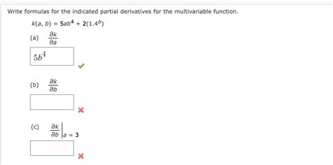 Solved K A B 5ab4 2 1 4b A ∂a∂k B ∂b∂k 3 C ∂b∂k∣∣a 3