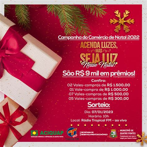 Campanha De Natal Do Comércio Sorteará R 9 Mil Em Vales Compras Amanhã