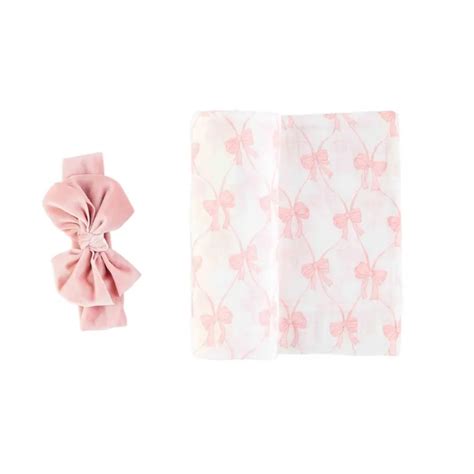 Bow Swaddle And Headband Set Berings