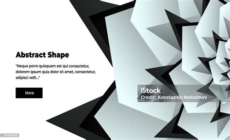 삼각형 그라디언트 회색 흰색 및 검은 색 꽃잎과 흰색 배경이있는 꽃의 일부가있는 오른쪽의 특이한 추상적 인 배경 배너용 템플릿입니다 추상 반꽃 패턴 만화경 패턴에 대한 스톡