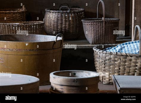 Variety Of Shaker Baskets Hancock Shaker Village Massachusetts Usa