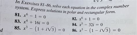 Solved Exercises Solve Each Equation In The Complex Chegg