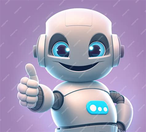 Premium Photo Smiling Robot Standing Showing Support With Thumbs Up Gesture 3d Illustration