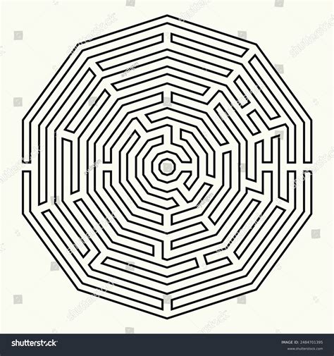 Polygon Shape Complex Labyrinth Maze Vector Stock Vector Royalty Free