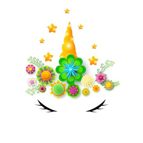 premium vector fabulous abstract color cute unicorn horn flowers