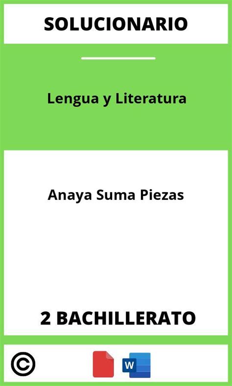 Solucionario Lengua Y Literatura 2 Bachillerato Anaya Suma Piezas PDF