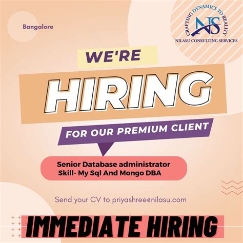 Priyashree Roy On Linkedin Hii Connection We Are Hiring For Senior Database Administrator For