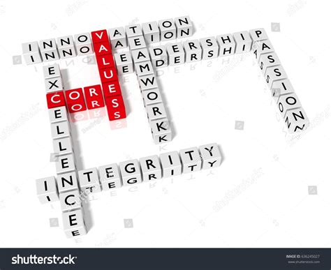 Crossword Puzzle Showing Core Values Keywords Stock Illustration
