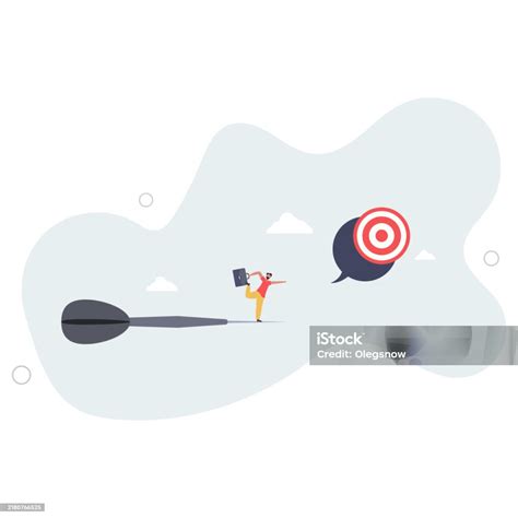 목표 또는 목표를 목표로 삼고 목표에 도달하고 비즈니스 성공을 달성하기 위한 결단력과 전략 승리와 승리를 위한 열망과 방향 승리flat 캐릭터 가능성에 대한 스톡 벡터 아트