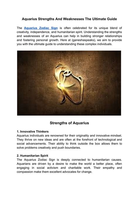 Aquarius Strengths And Weaknesses The Ultimate Guidepdf