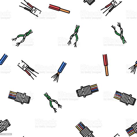 Wire Cable Technology Connection Vector Seamless Pattern Stock