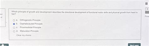 Solved Which Principle Of Growth And Development Describes