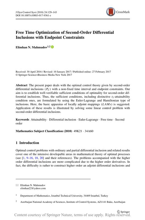 free time optimization of second order differential inclusions with